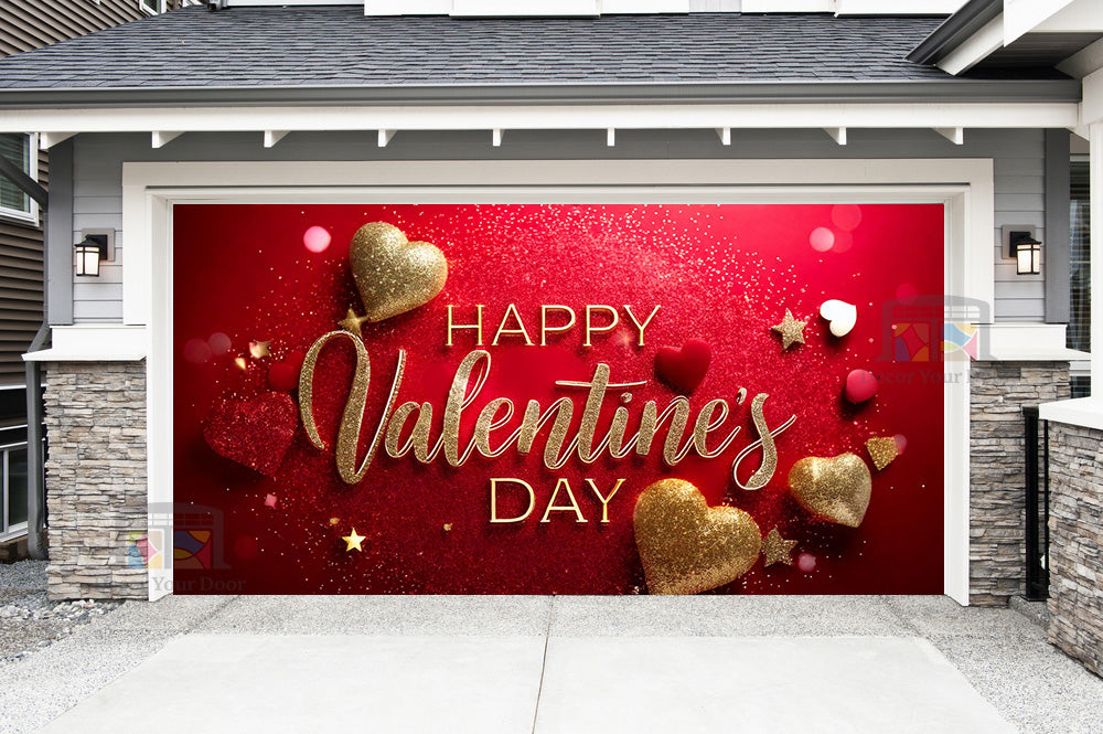 Happy Valentines Day Garage Door Cover Wrap Mural Home Decoration (Des