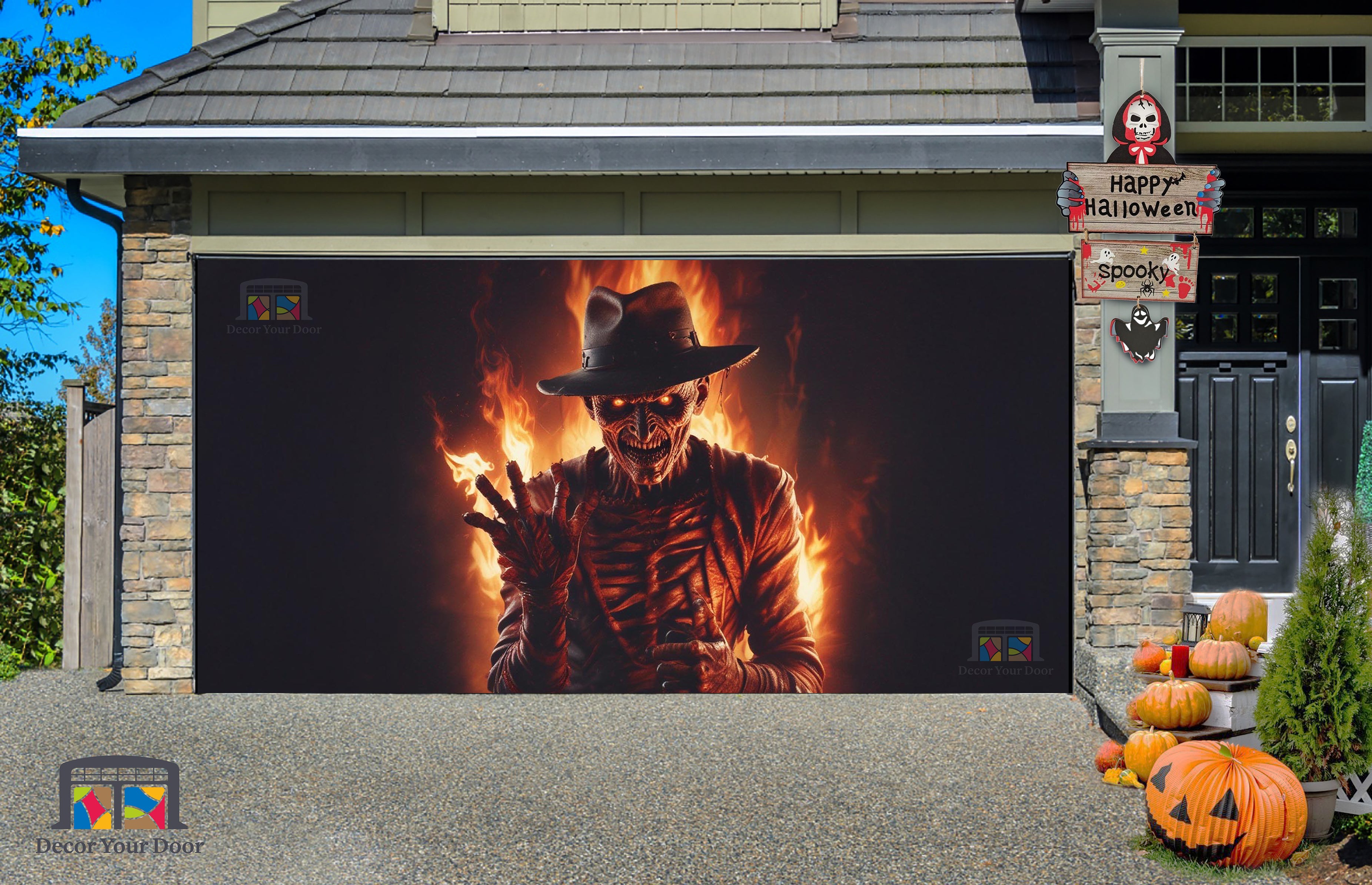 Freddy Krueger Garage Door Cover – Nightmarish Flames