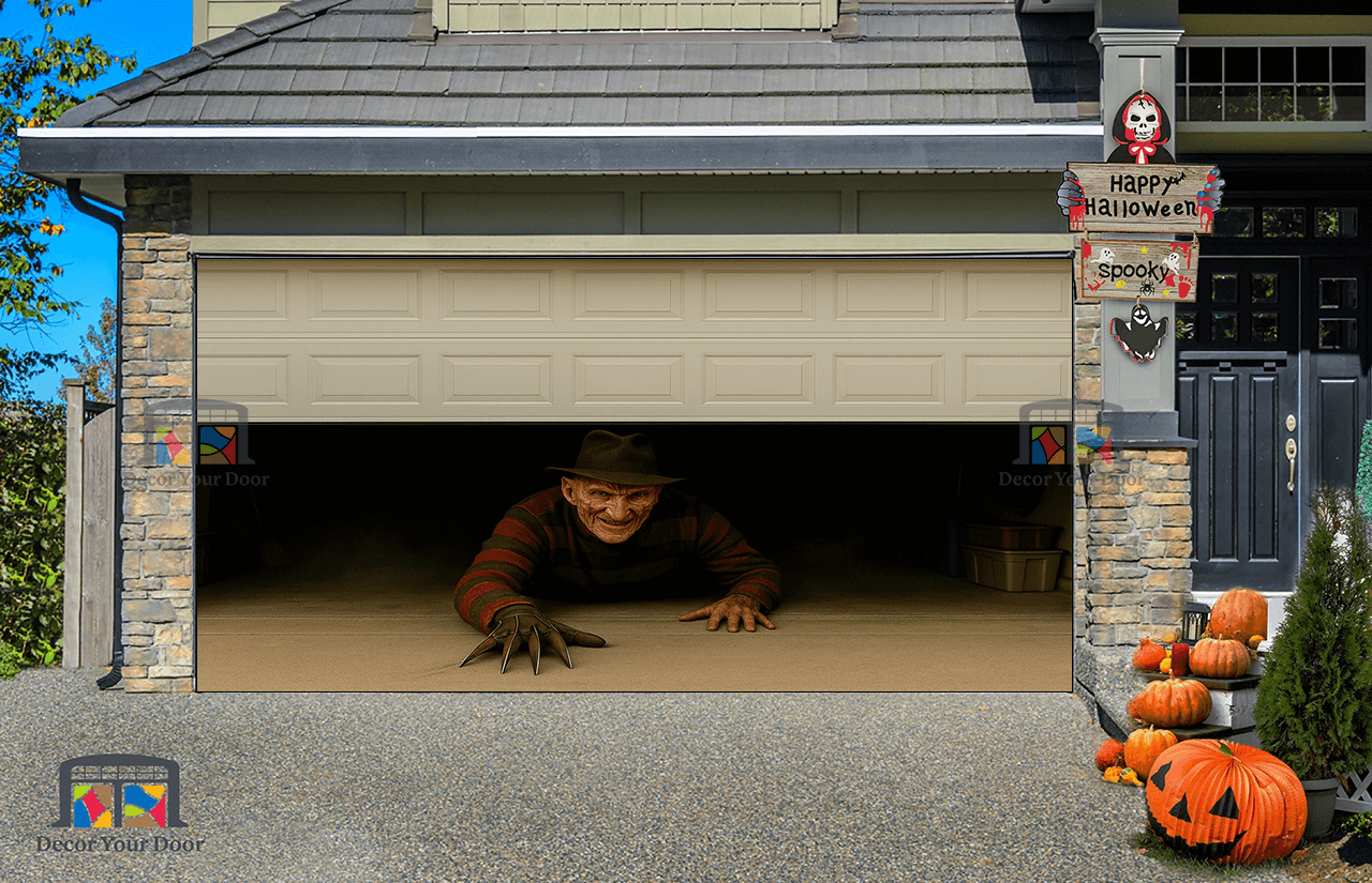 Freddy Krueger Garage Door Cover – Nightmare Crawl Decor