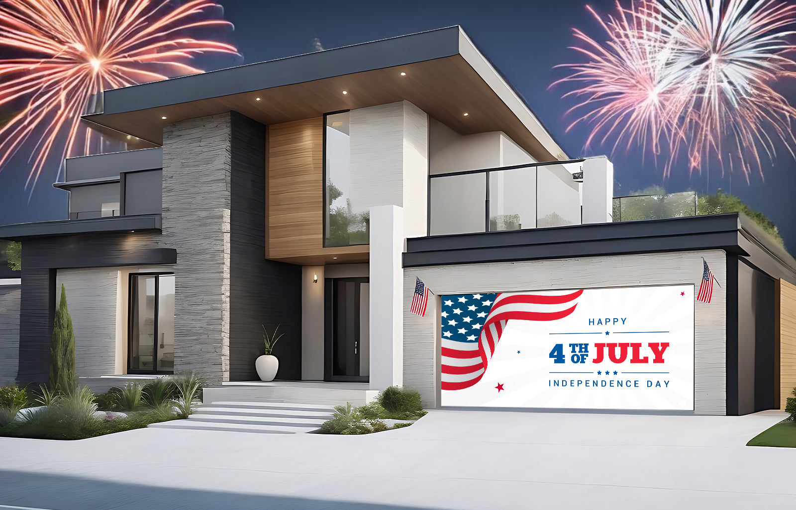 Stars Flag Garage Door Cover – Independence Day Design