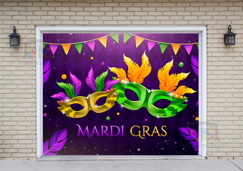 Mardi Gras Elegant Masquerade Mask Garage Door Cover