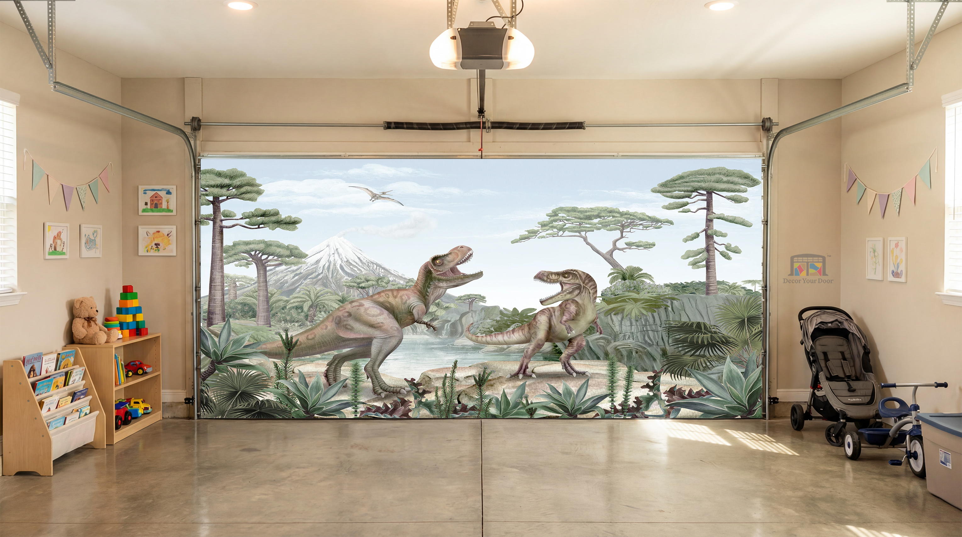 T-Rex Showdown – Interior Garage Door Cover