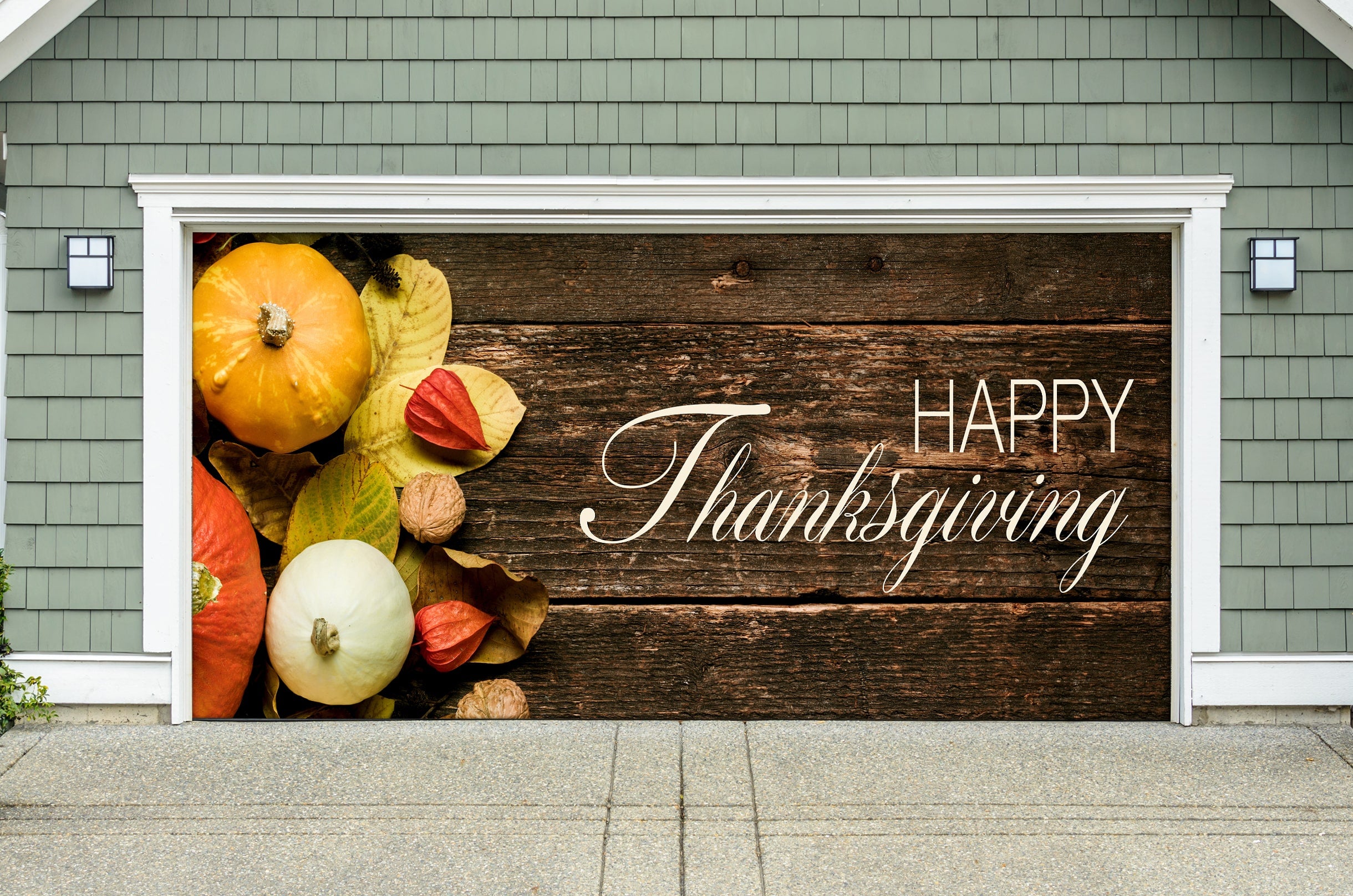 Thanksgiving Banner Garage Door Cover – Double Wrap